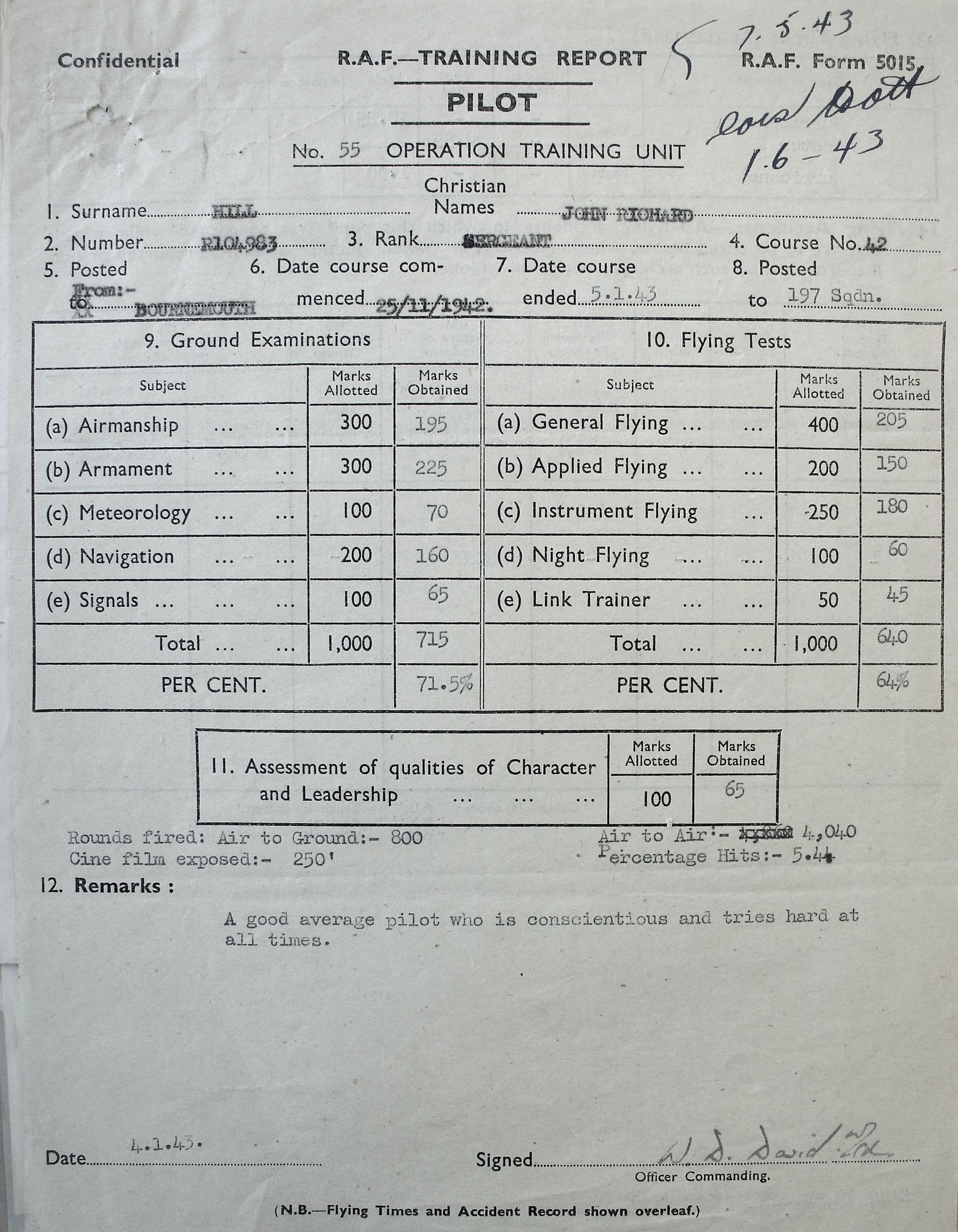 Sgt. John Richard Hill RCAF - 197 Typhoon Squadron