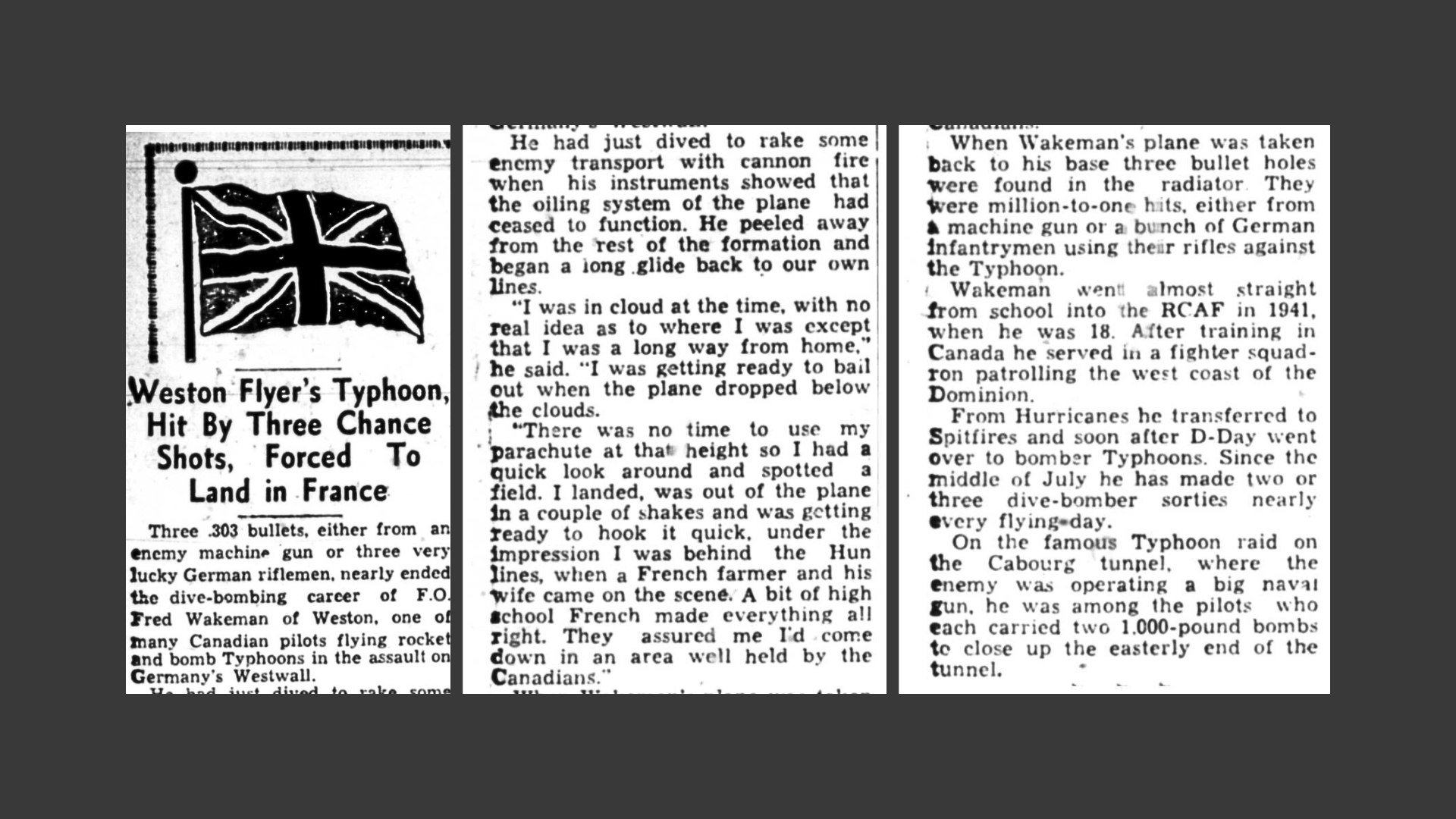 F/O Harold Frederick Wakeman RCAF - 197 Typhoon Squadron